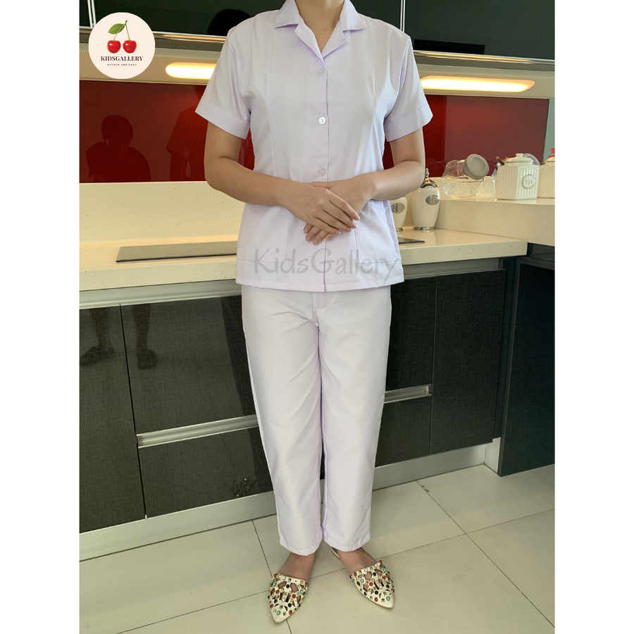 Baju seragam suster/ baju baby sitter/ baju nanny (putih polos ...