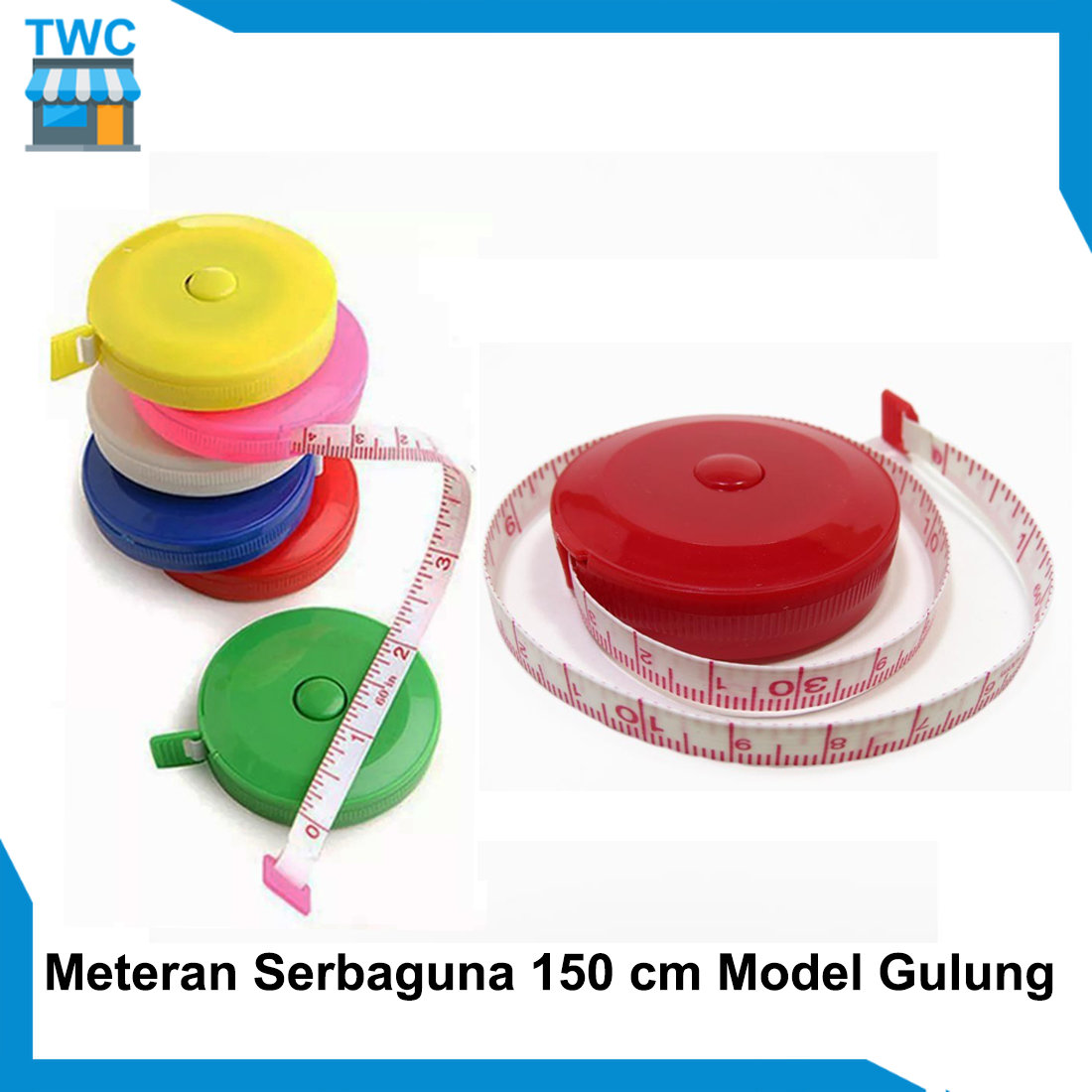 Meteran Kain Baju Badan 150 cm Model Putar Gulung Tailoring Tape diet ...