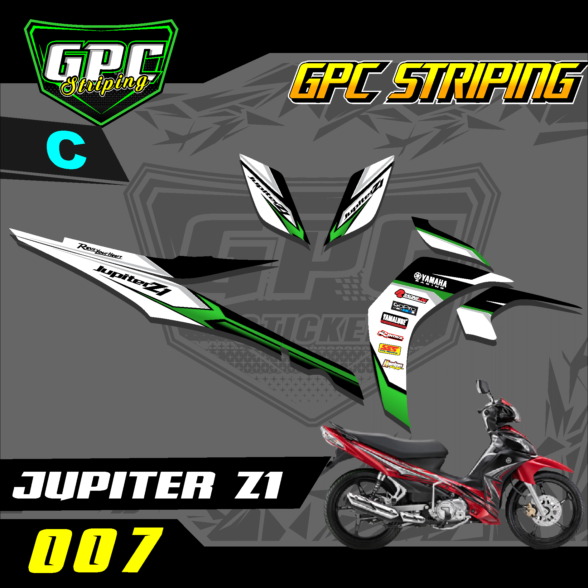 Striping Jupiter Z1 115-Stiker Variasi List Motor Motif Racing-007 ...