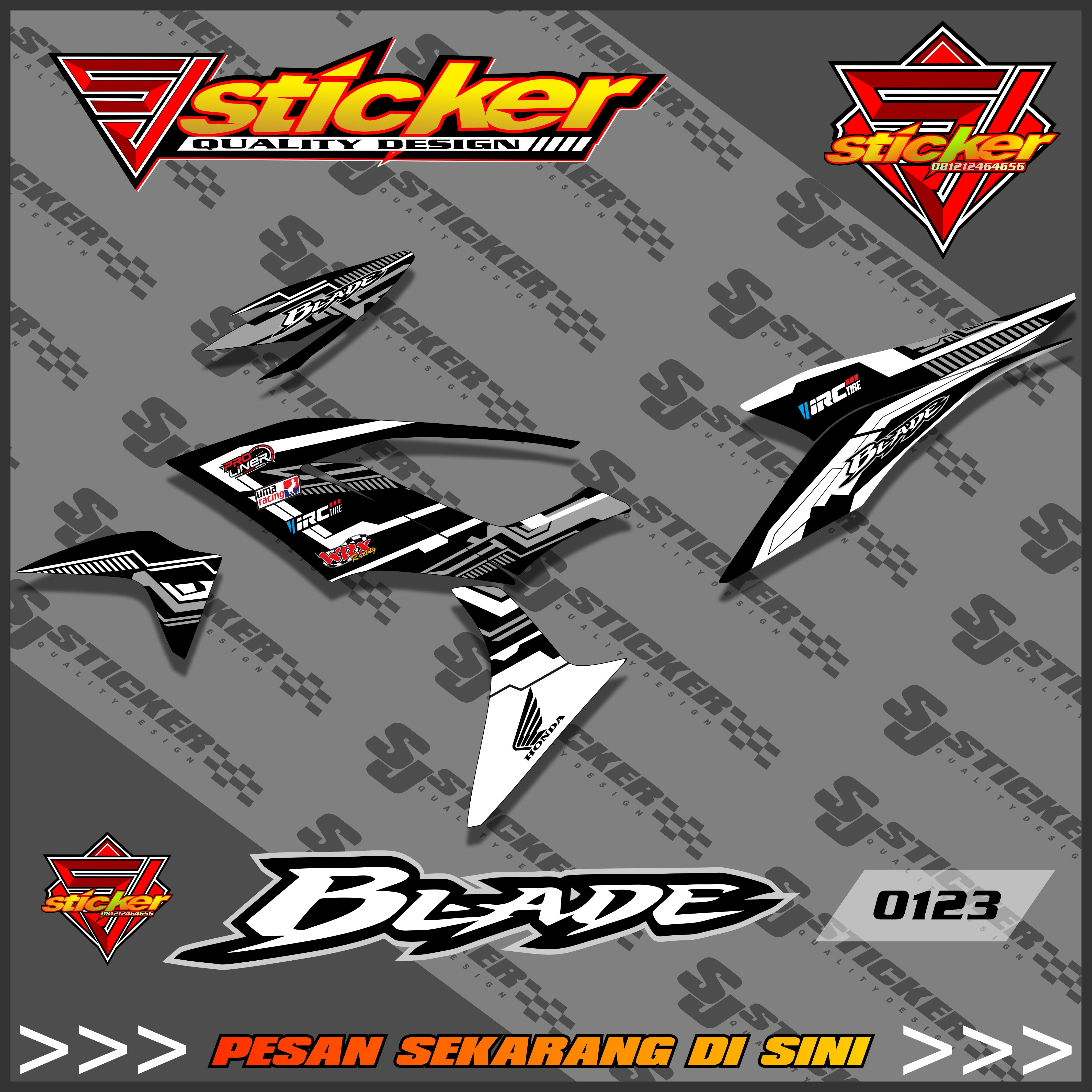0123 Striping Sticker HONDA BLADE OLD RACING SEMI FULL DESAIN LIS ...