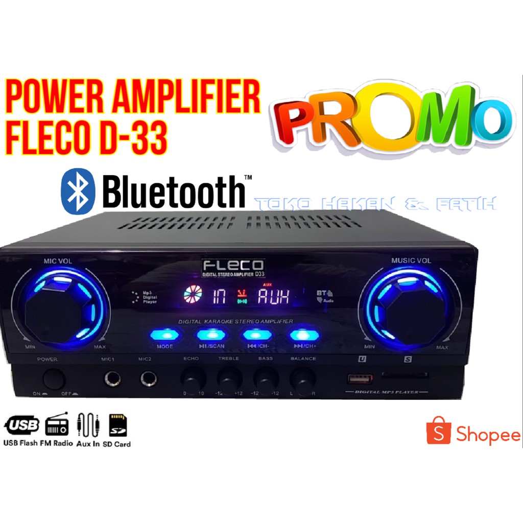 Power Amplifier Fleco D-33 Stereo Karaoke + Mp3 player + FM Radio ...