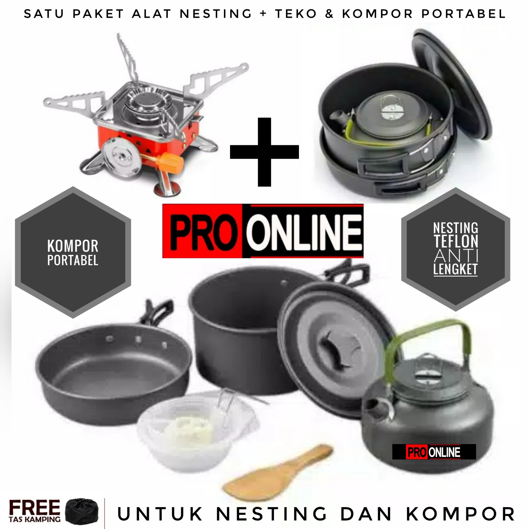 Paket Hemat alat masak Cooking Set Plus Teko Nesting 3-4 Person ...