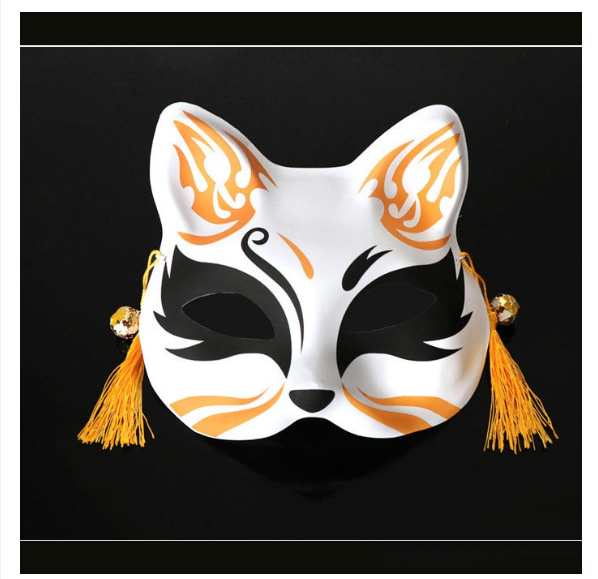 Topeng Anime Jepang Rubah Kitsune Purple Eyes Fox Half Mask Cosplay ...