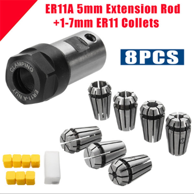 7Pcs ER11 1-7mm Spring Collets with ER11A 5mm Motor Shaft Holder ...