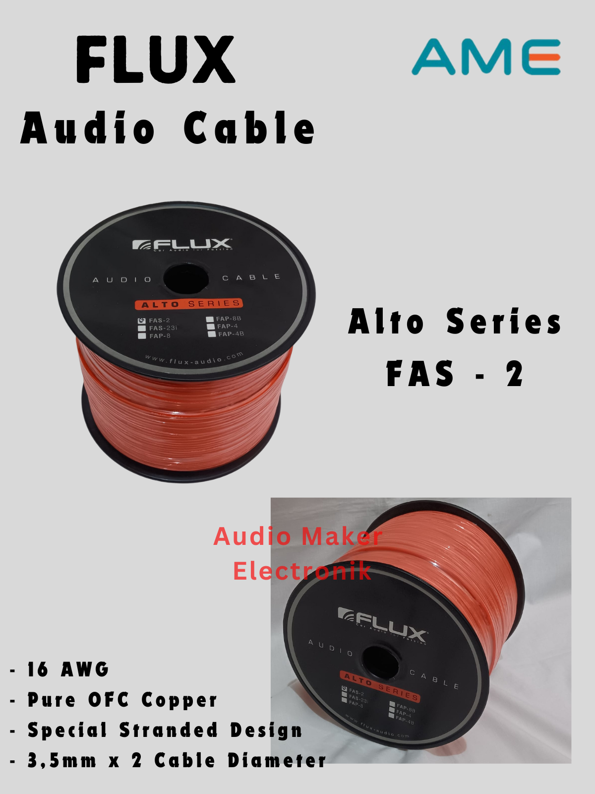 KABEL SPEAKER FLUX ALTO Series (FAS-2 ) 16 AWG 1METER High Quality ...