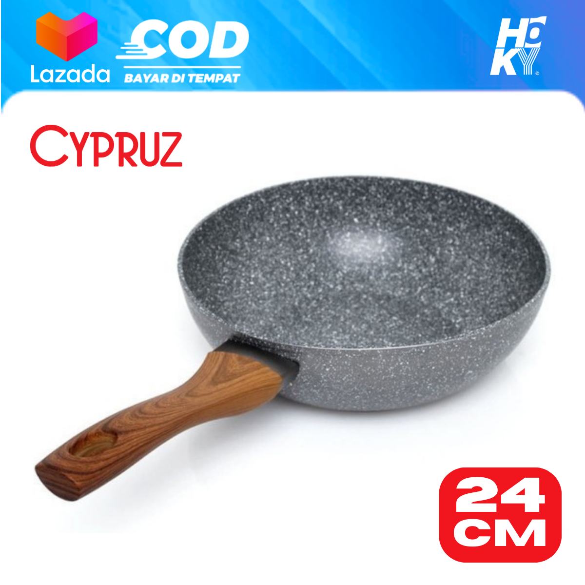Cypruz Fry Wok Pan Induksi Wajan Penggorengan Marble 24 cm FP-0641 | Lazada Indonesia