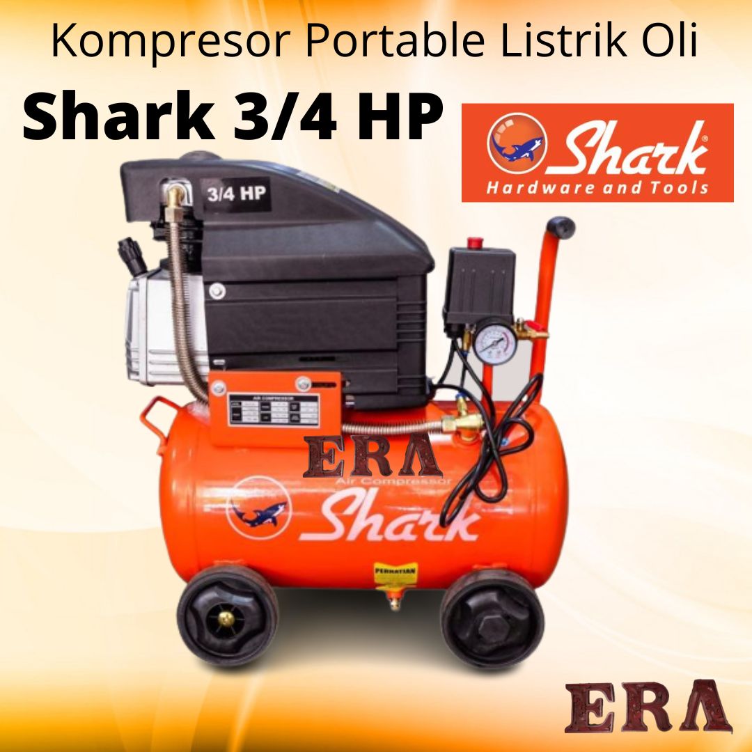 SHARK - Kompresor Angin 3/4HP 25 Liter Oli Listrik MZ07-25 Kompresor Udara PORTABLE MZ 07-25 ...