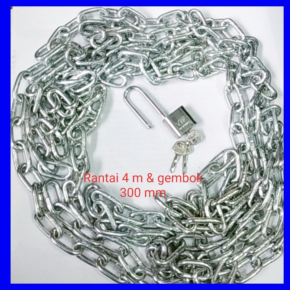 Rantai 1 ,2,3,4 dan 5 meter dan 1 gembok rantai baja stenlis serbaguna ...