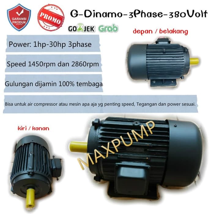 MAXPUMP 37KW/50HP(Dinamo) Motor Electric/Dinamo Electric 50HP/37KW Rpm 1450 4Pole 3Phase Dinamo ...
