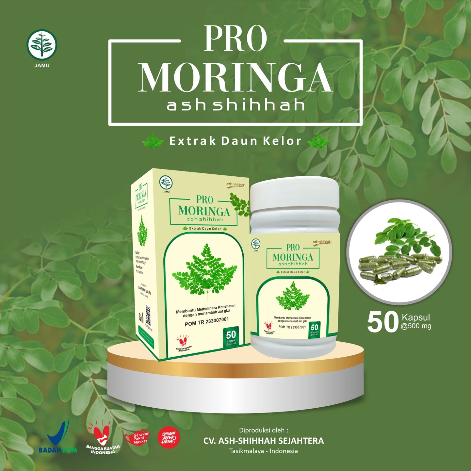 Kapsul Daun Kelor / Moringa Oleifera suplement vitamin Antibactrial Antivirus BPOM - 50 Kapsul ...