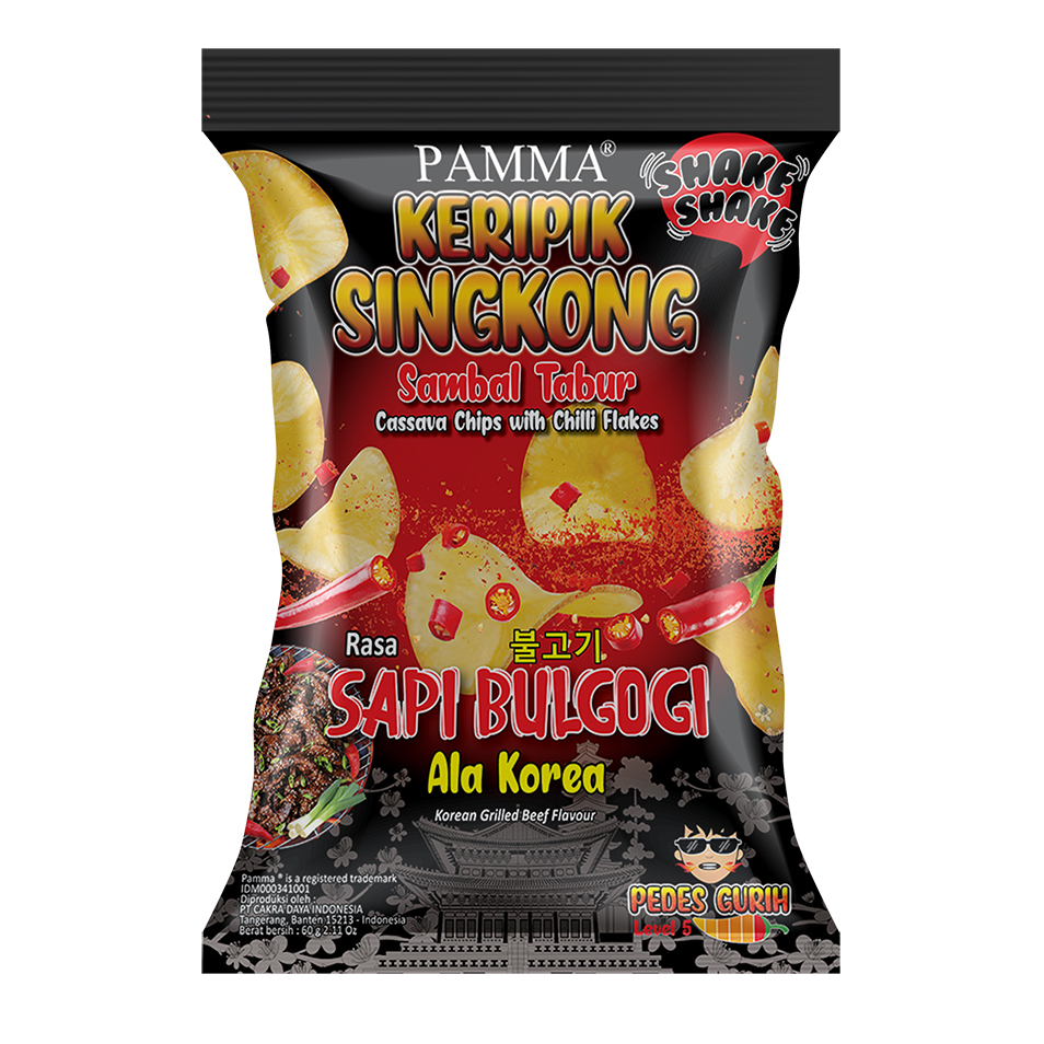 PAMMA KERIPIK SINGKONG SAMBAL TABUR RASA SAPI BULGOGI - 60G SACHET ...
