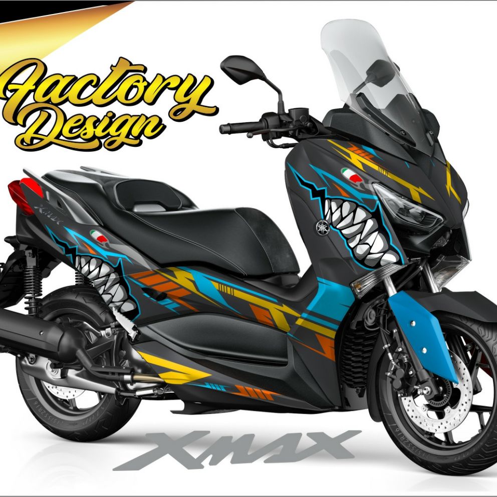 Decal Sticker Yamaha XMAX full body Shark grafis biru orange | Lazada ...