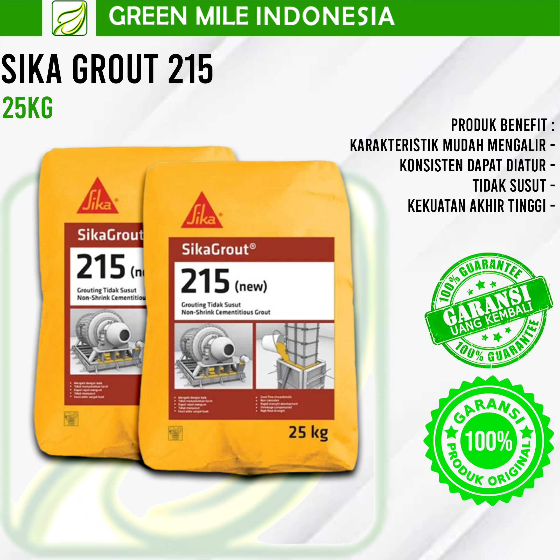 Sika Grout 215 - 25kg Sikagrout Semen Mortar Grouting Green Mile ...