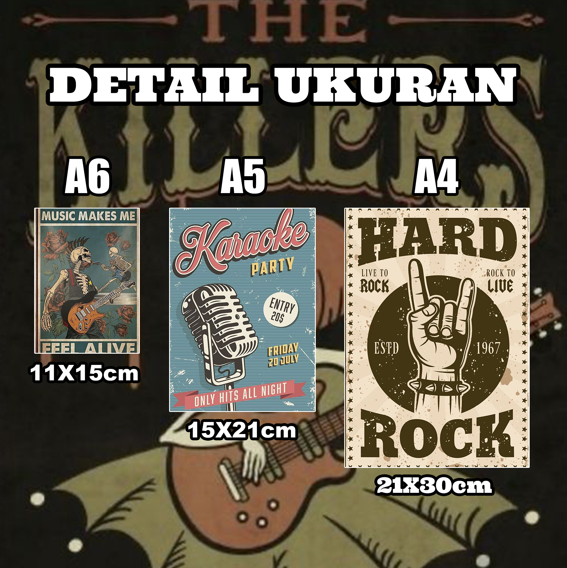 Poster Dinding Kamar Tema Rock Retro Aesthetic Ukuran A4 A5 A6 Hiasan ...