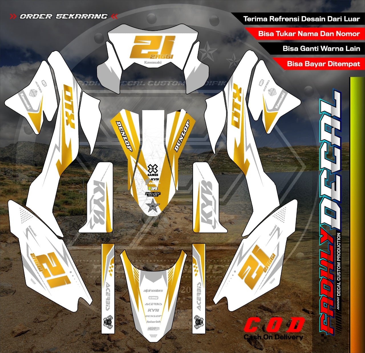 Decal Dekal Sticker Dtracker Putih Gold keren Dengan pilihan warna ...