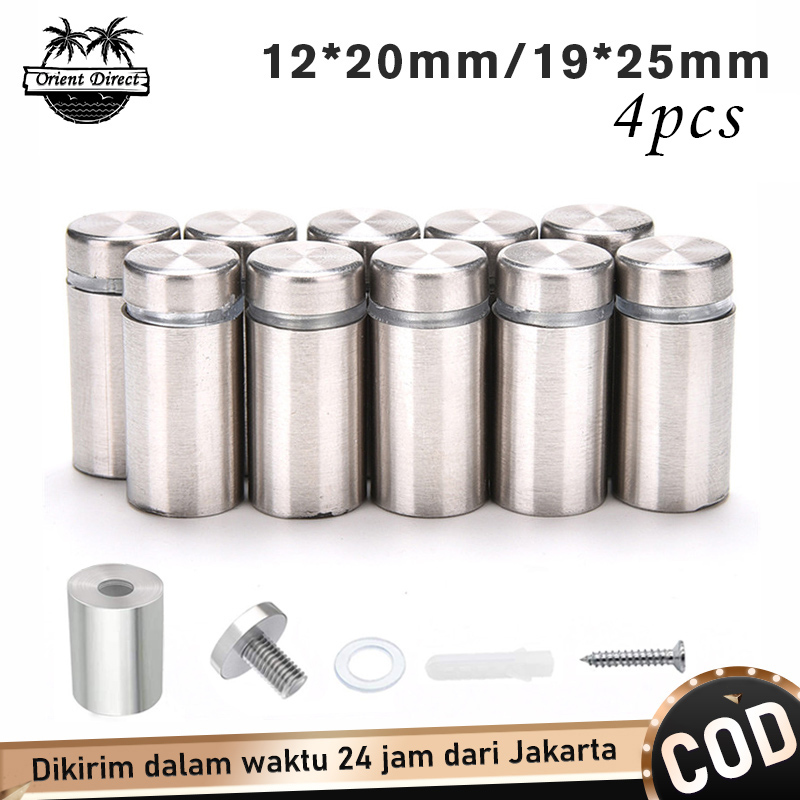 4pcs Baut Akrilik Kaca Pen Iklan Stainless Steel Sign Board Baut Poster ...