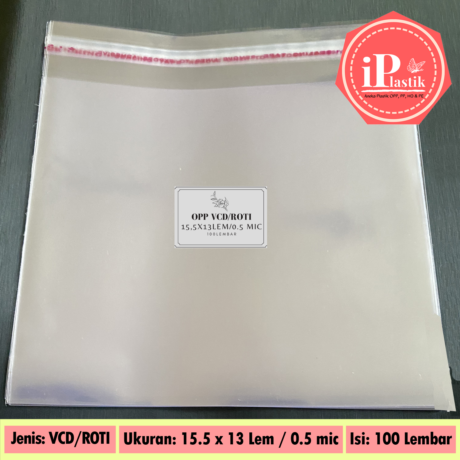Plastik OPP Roti / Donat / Roti Kecil / VCD 15,5 x 13 LEM TEBAL ...