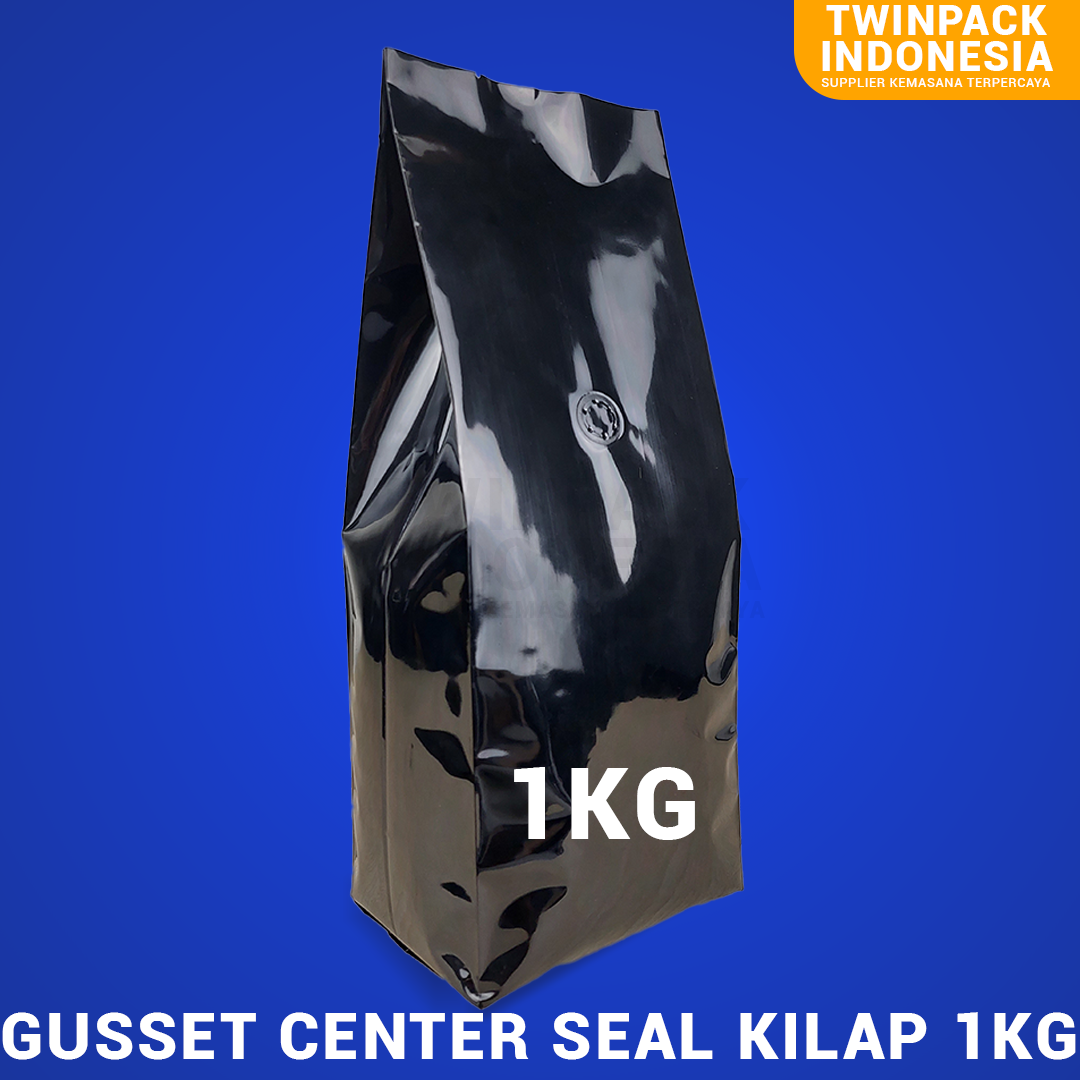 Kemasan Kopi 1Kg Gusset Alumunium Foil Hitam Kilap Glossy | Valve ...