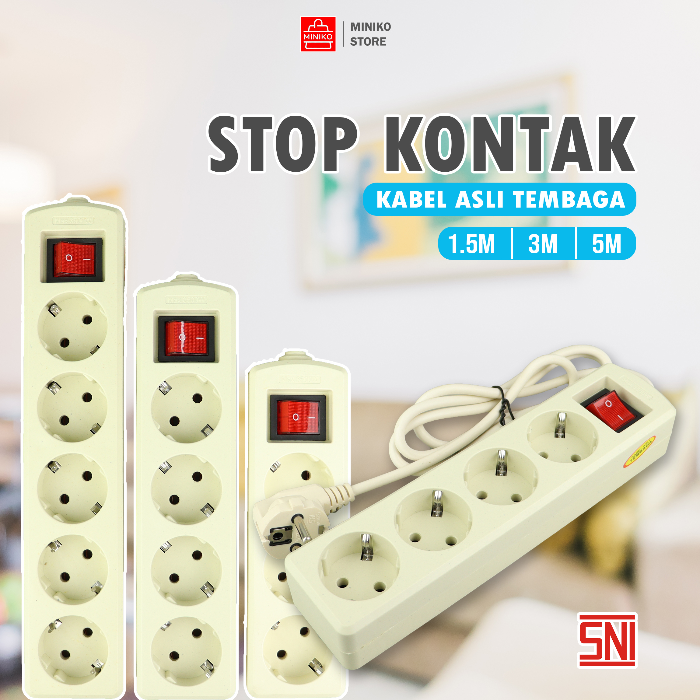 Colokan Listrik -Stop Kontak- Colokan Listrik 3 Lubang 5 meter ...