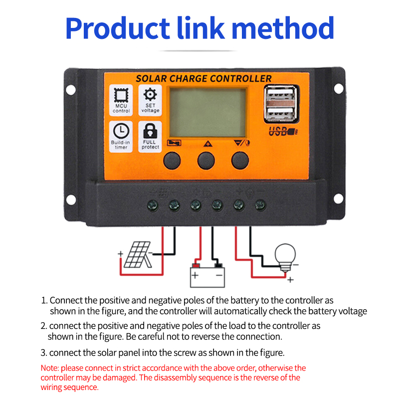 Solar Panel Controller LCD 100A 12V/24V PWM Solar Kontroler Panel Surya ...