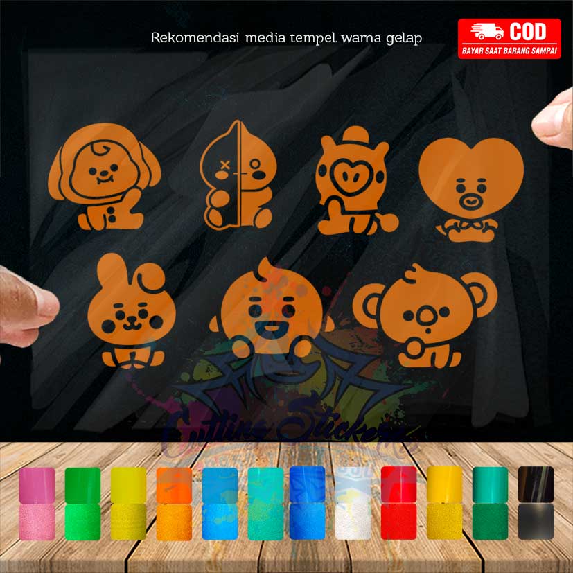 Bts21 Cute Cutting Sticker Variasi Motor Mobil Timbul Keren Nyala ...