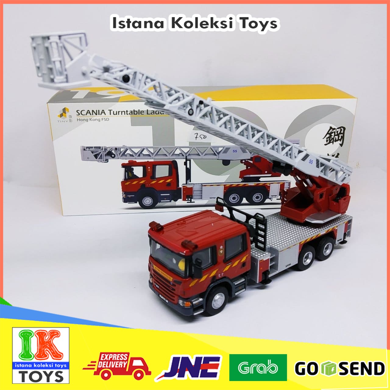 Miniatur DiecastTruck Truk Scania Pemadam Kebakaran Turntable Ladder ...