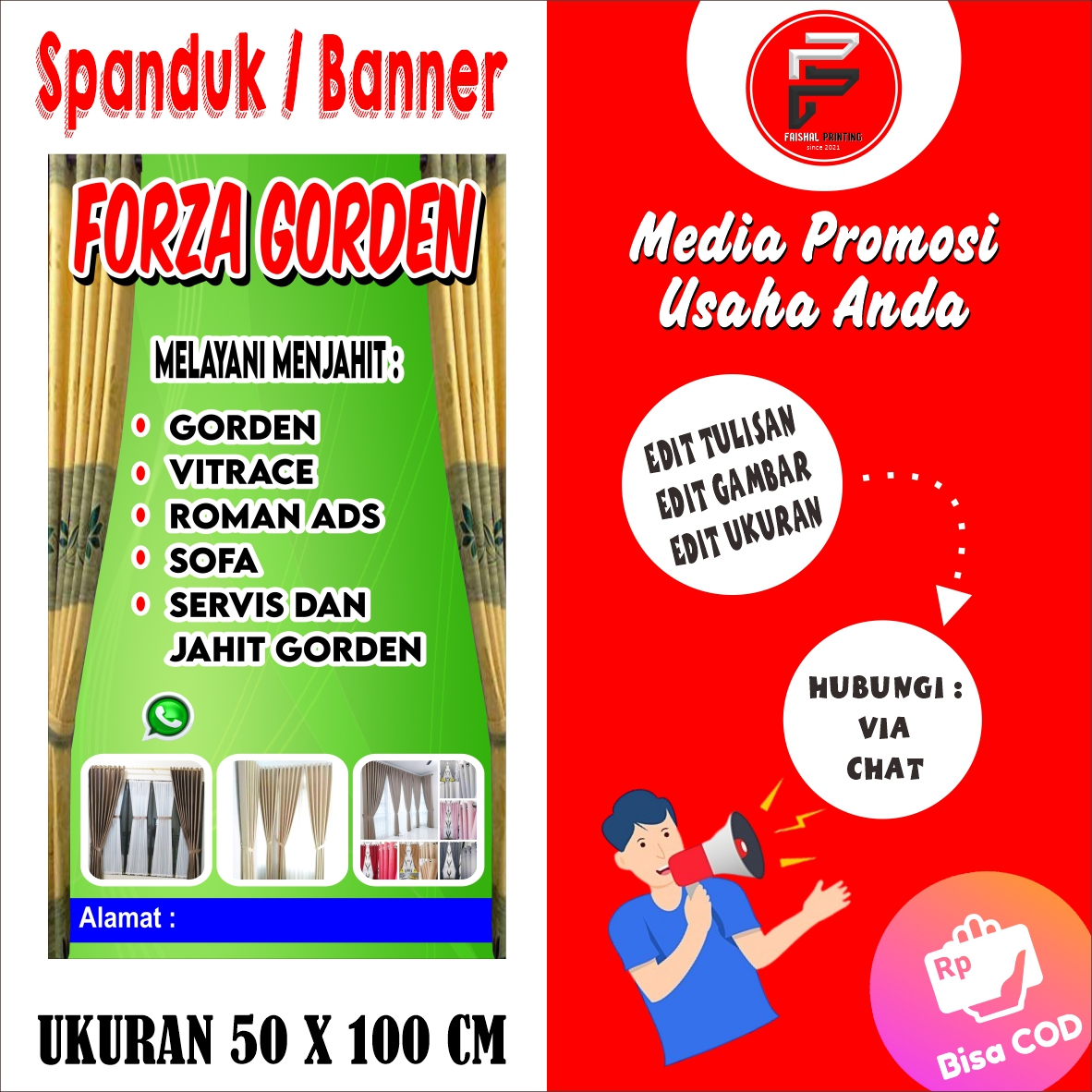 Spanduk Toko Gorden / Banner toko Gorden / Spanduk Ukuran 50 x 100 cm ...