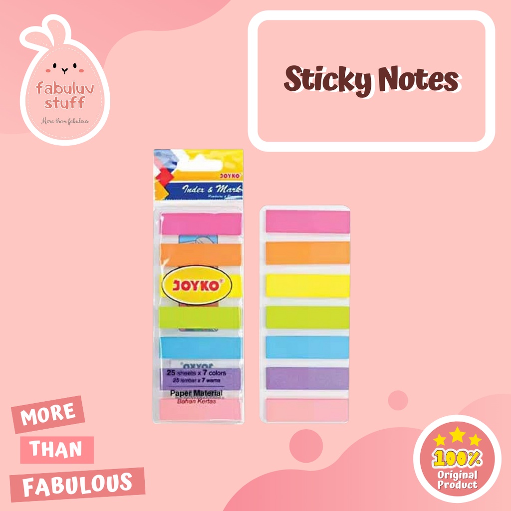ATK ~ Memo Stick note / Pembatas Buku Warna - warni / Plastik dan ...