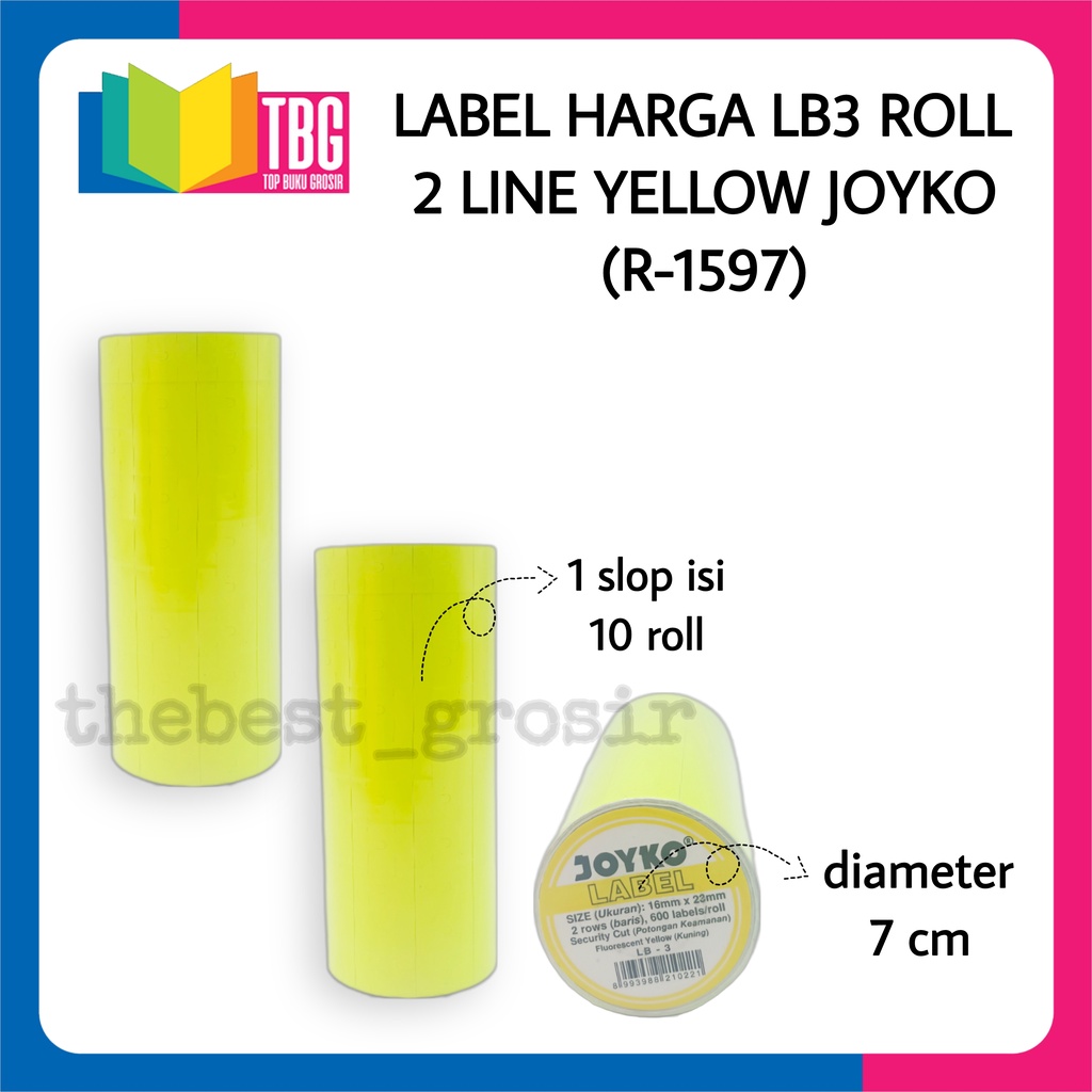 1 SLOP (10 ROLL) LABEL HARGA ROLL 2 LINE WARNA JOYKO / STIKER HARGA (R ...
