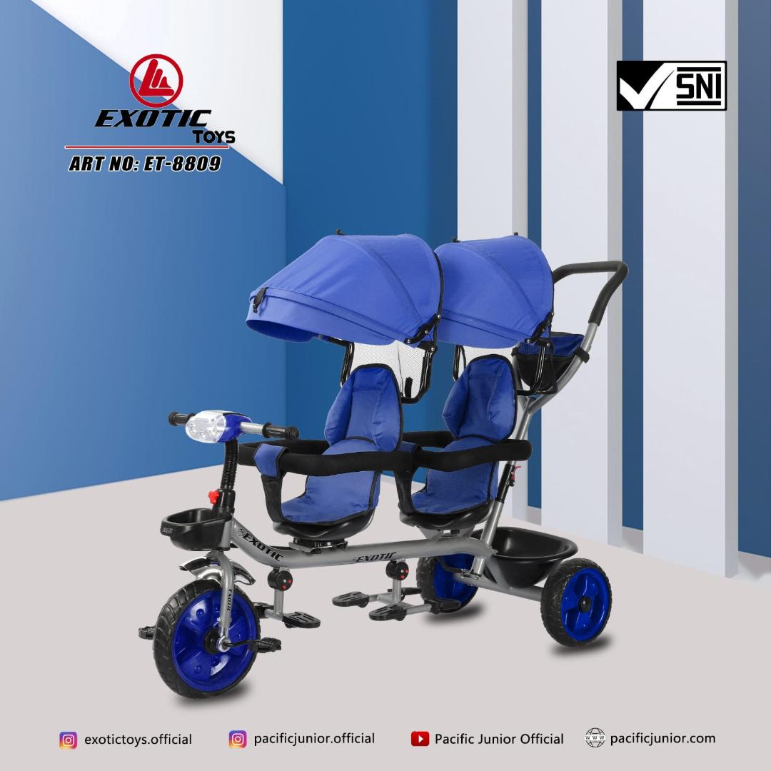 Sepeda kembar Roda Tiga Anak Exotic ET 8809 / Twin tricycle | Lazada ...