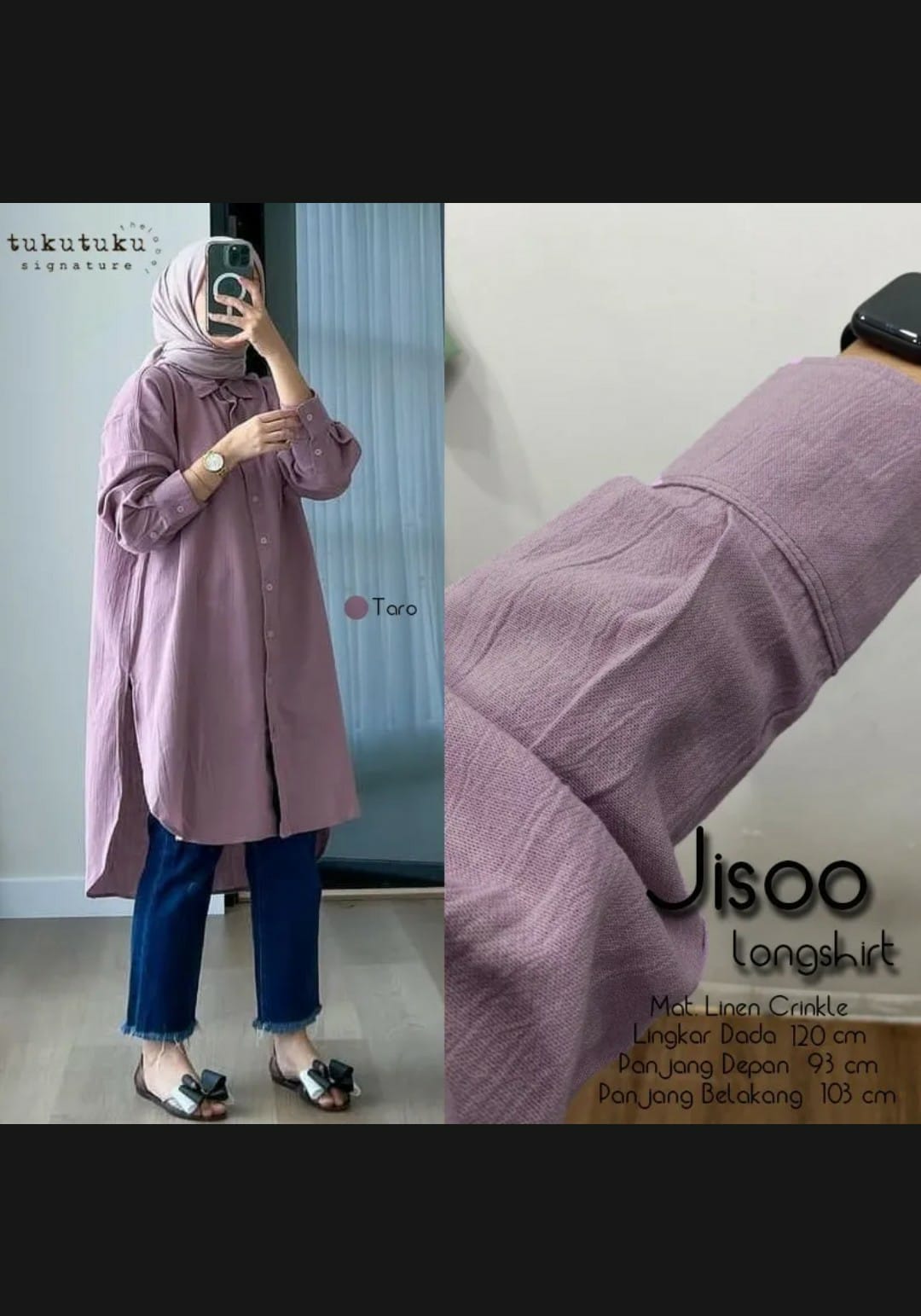 Tunik Longshirt Wanita Linen Crinkle Jumbo Fit to XXL Mewah Elegant ...
