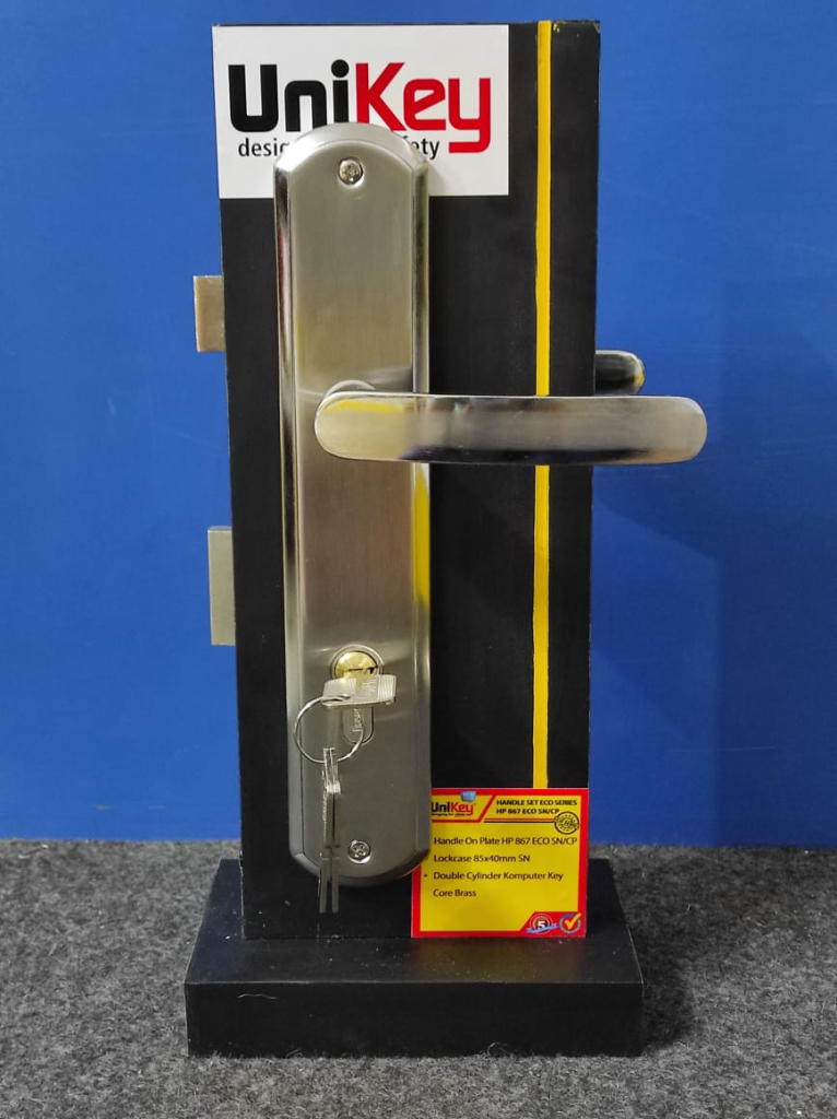 UNIKEY - HP867.SN - Door Handle Set (Lever Handle Lock Case & Cylinder ...