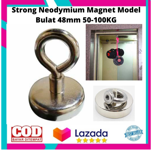 Strong Magnet Neodymium Super Kuat Model Bulat Kecil Diameter 48mm Daya ...