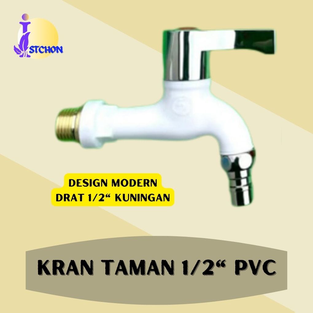 TERMURAH Kran Taman Jumbo Keran Engkol Air PVC Drat Kuningan -PUTIH ...