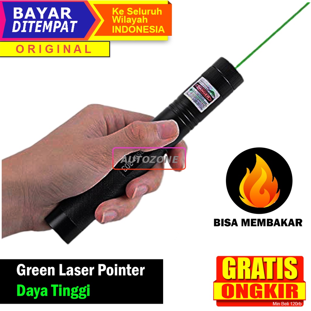 Green Laser Pointer Daya Tinggi Senter Laser Pen Hijau Include Baterai ...