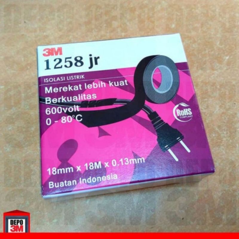 3M ISOLASI LISTRIK 1258 JR ORIGINAL1258jr HITAM TAPE KABEL ASLI ORI | Lazada Indonesia