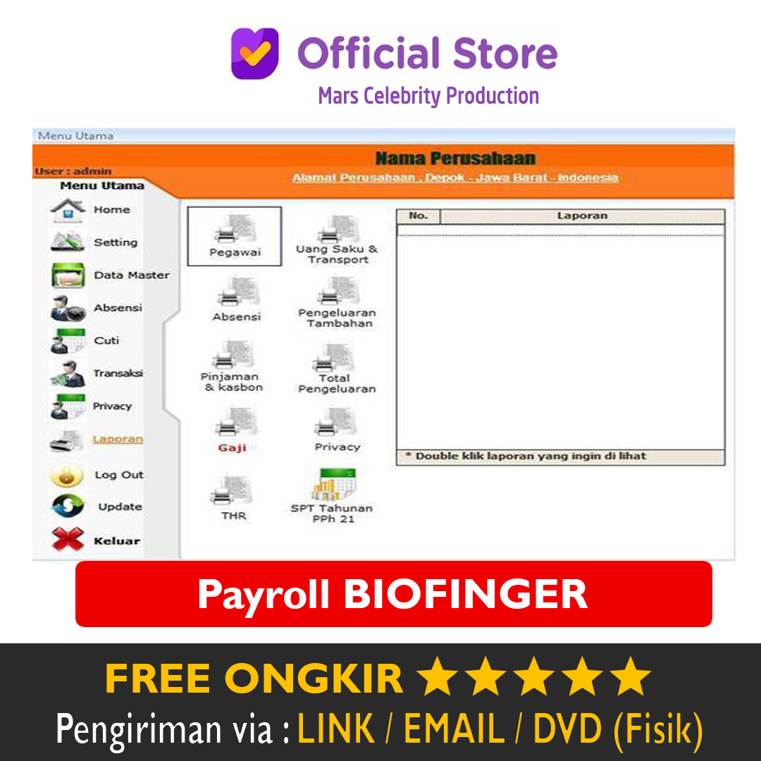 Software Payroll Penggajian Absensi PRO Support Fingerprint Biofinger ...