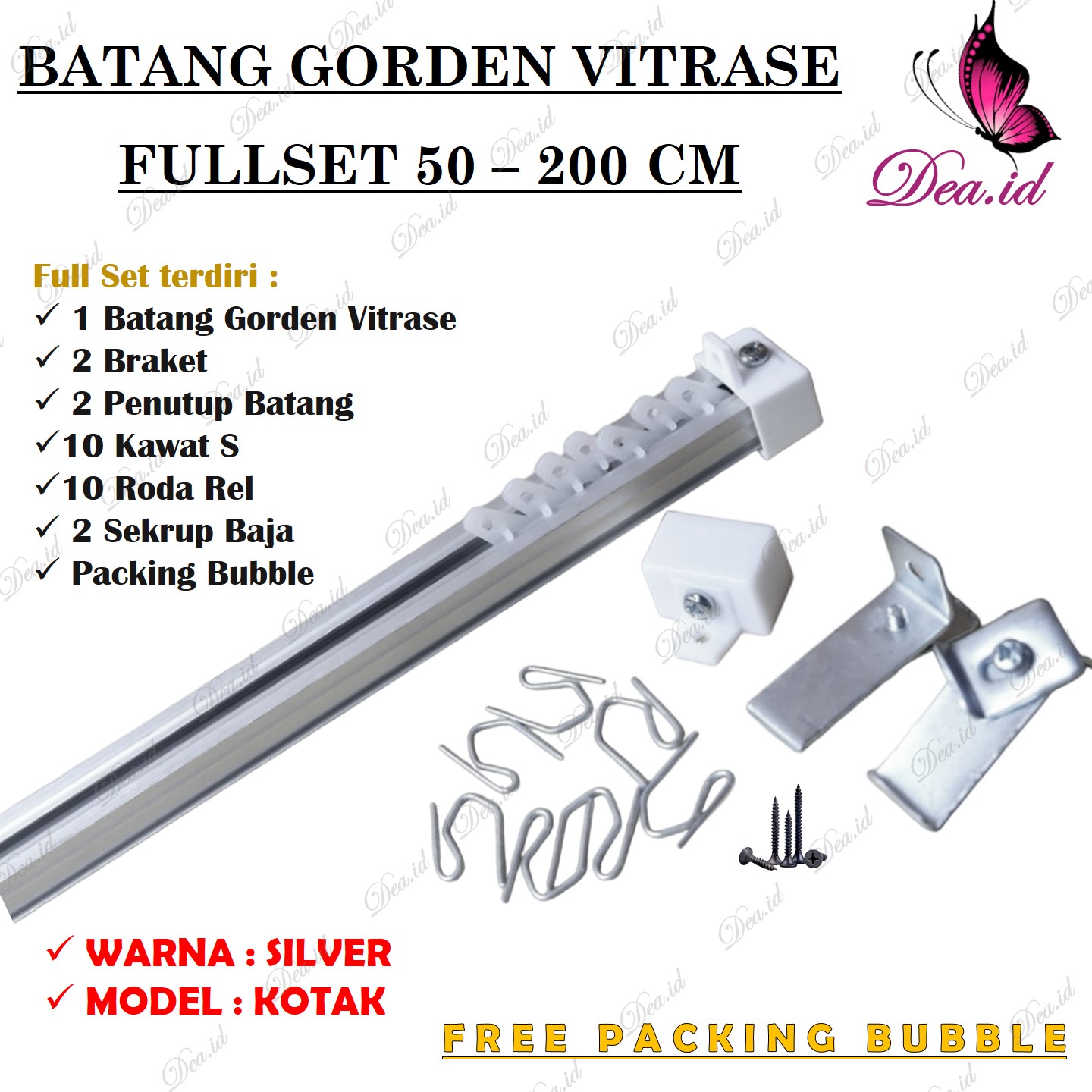 [DEASHOP] [VITRASE KOTAK] BATANG GORDEN VITRASE ALUMINIUM FULL SET ...