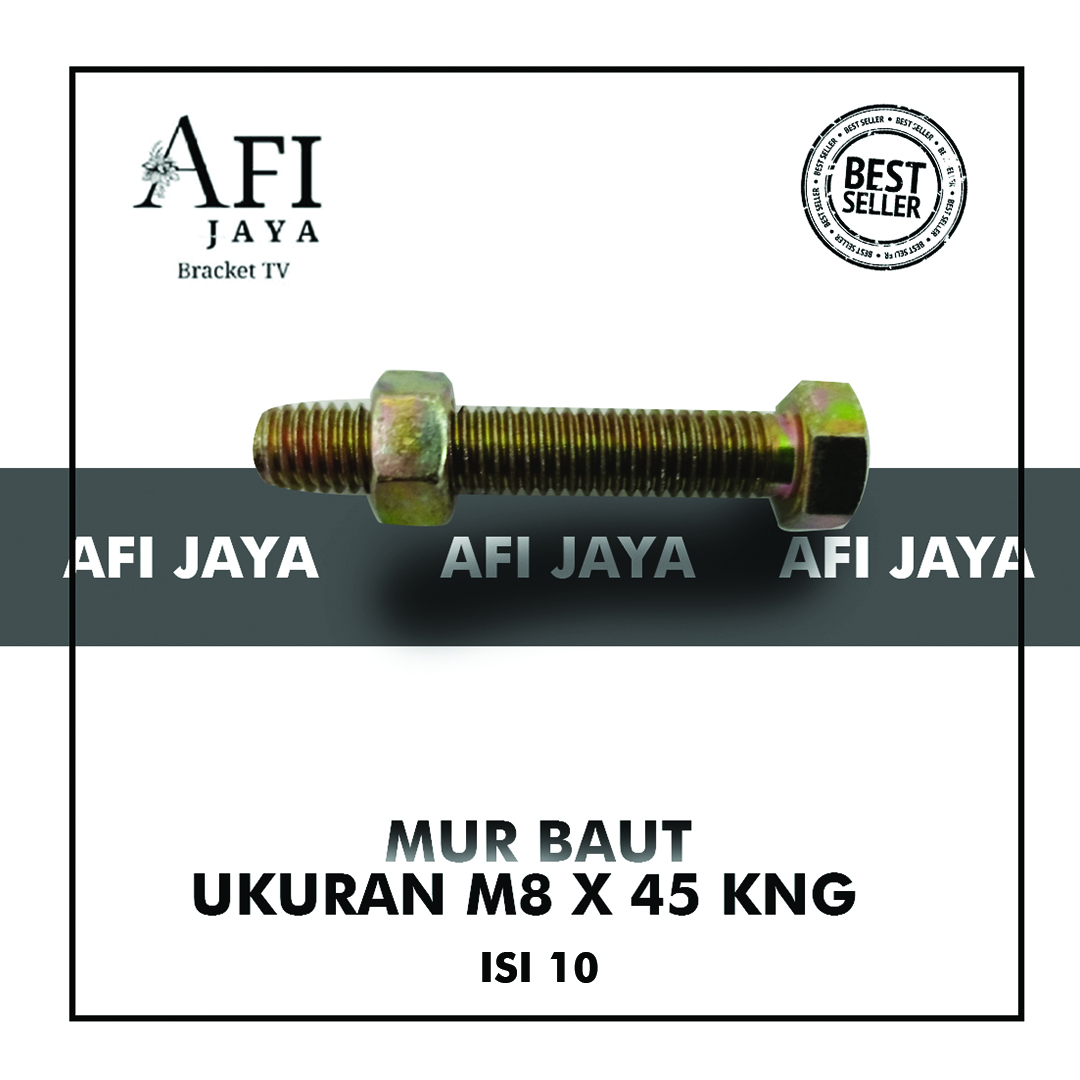 MUR BAUT UKURAN M8 X 45MM KUNING (10 PCS)- BAUT MUR M8x45- BAUT KUNING ...