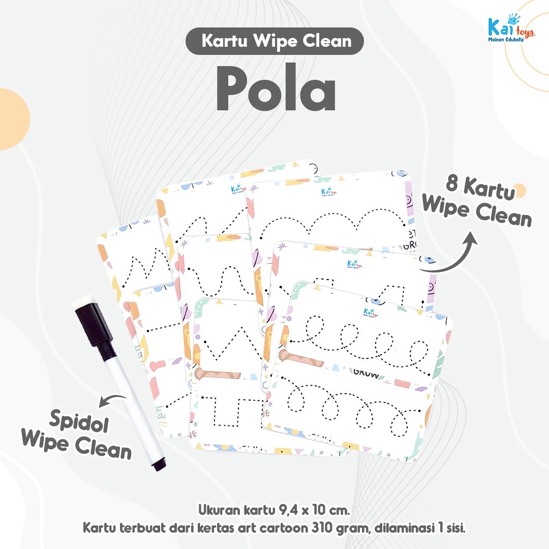 Kartu Wipe and Clean Pola Garis 8 Kartu FREE Spidol / Tracing Line ...