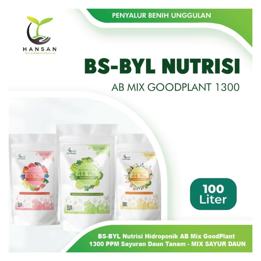 BS-BYL Nutrisi Hidroponik AB Mix GoodPlant 1300 PPM Sayuran Daun Tanam ...