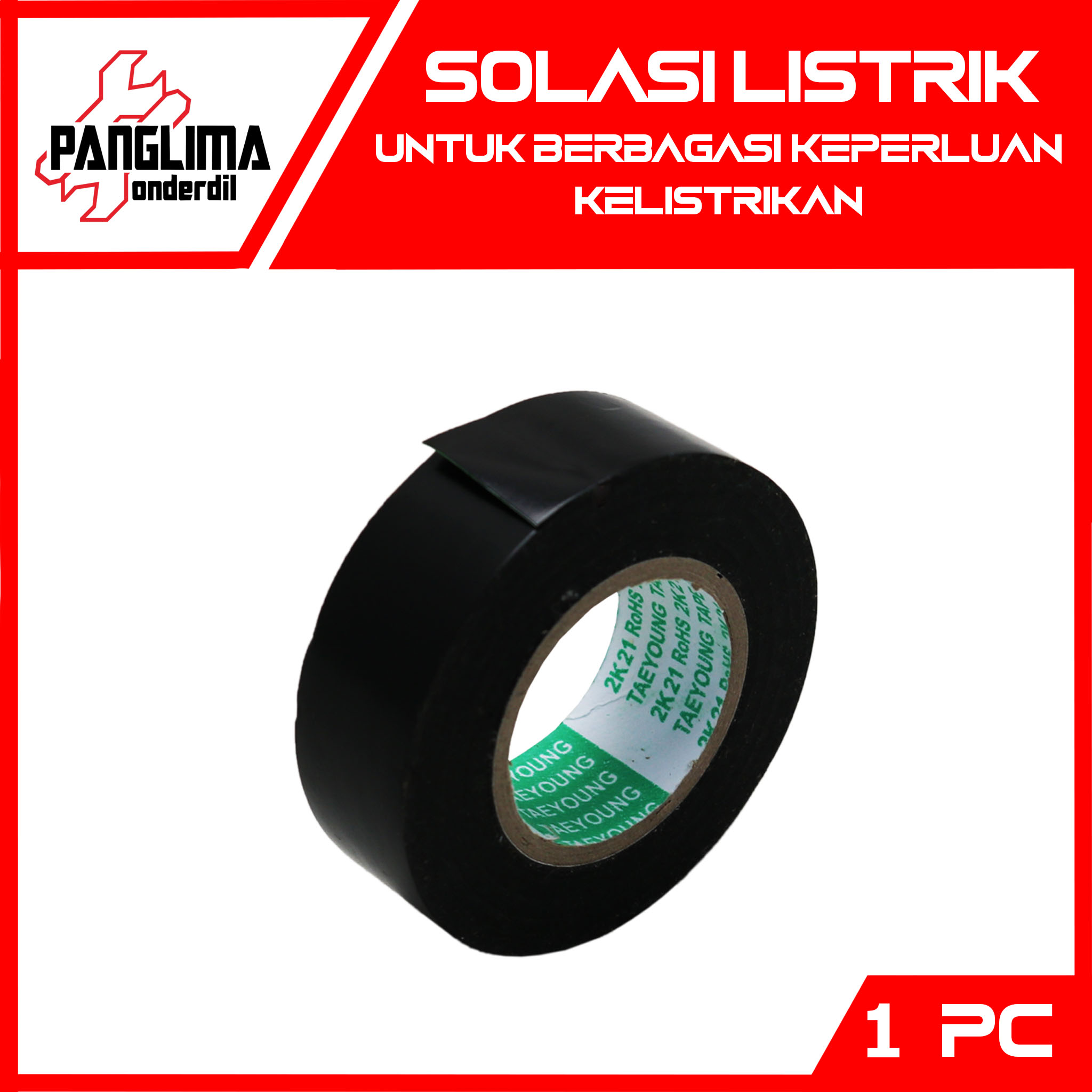Solasi Listrik Ukuran 3-4 Inch-1.9 Cm x 25 m Hitam Isolasi-Tape ...
