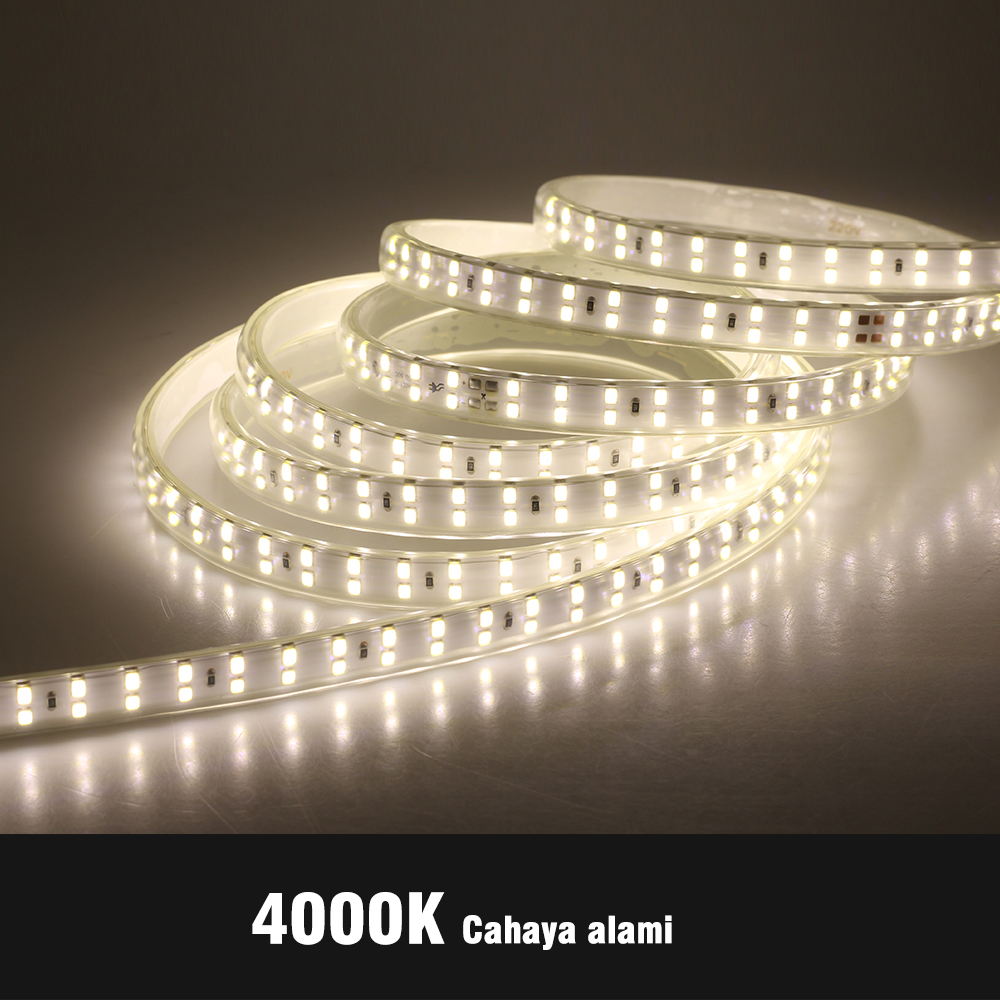 Jalur cahaya LED 220V cahaya cahaya 2835 180LED/m 10W/m Jalur cahaya ...