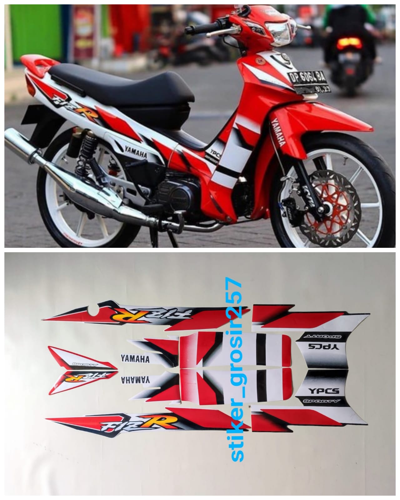 STIKER STRIPING LES LIS BODI MOTOR F1ZR FIZR 2001 2002 WARNA PUTIH ...