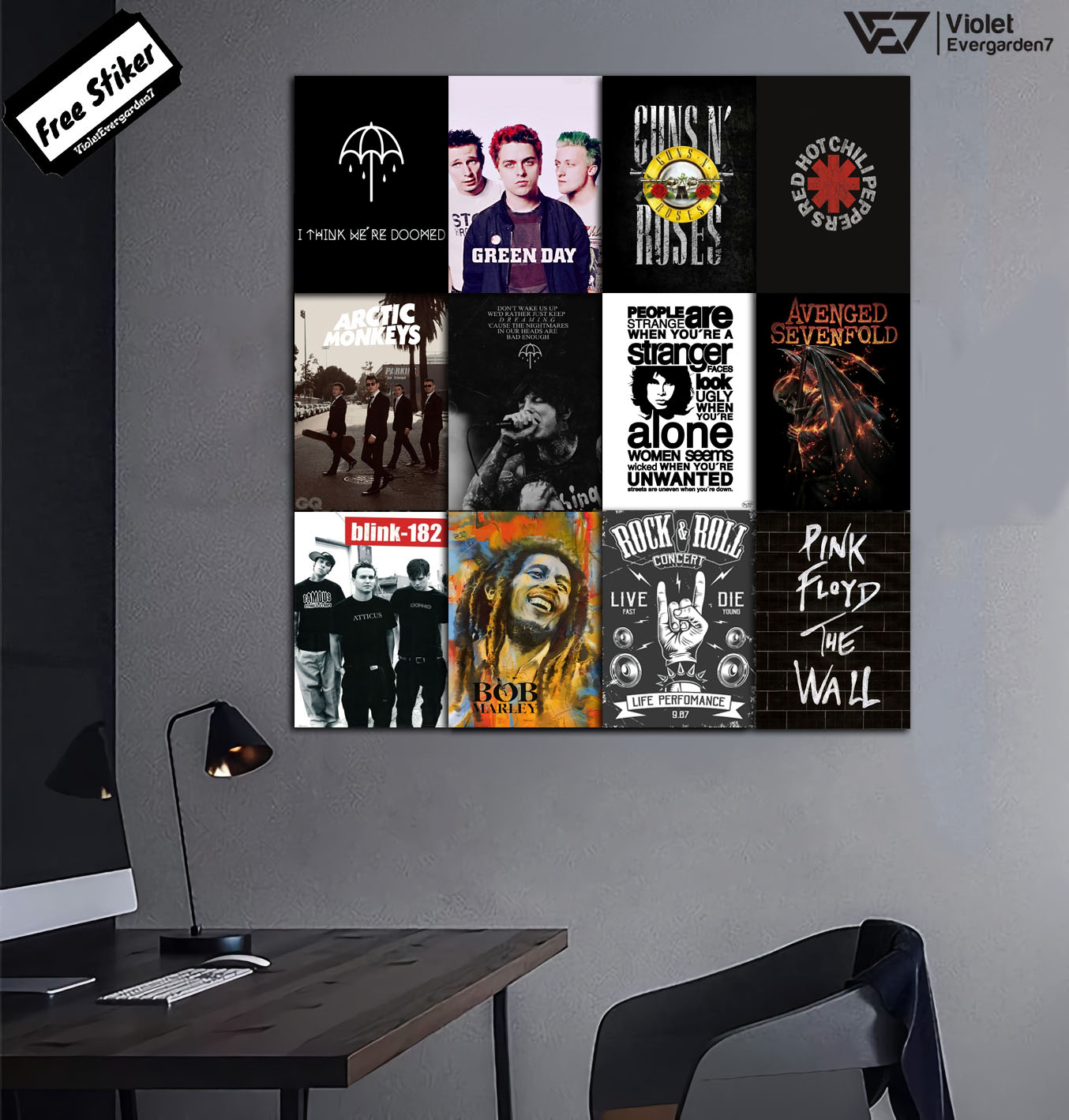 WALL DECOR POSTER / HIASAN DINDING MUSISI BAND TRENDY +FREE STIKER ...