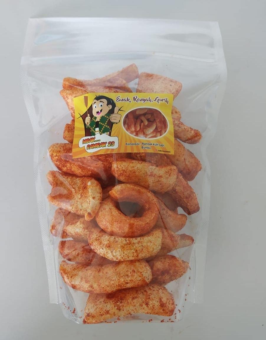 Rambak Sapi Rasa Pedas Standing Pouch 90gr / Rambak / Krupuk / Cemilan ...