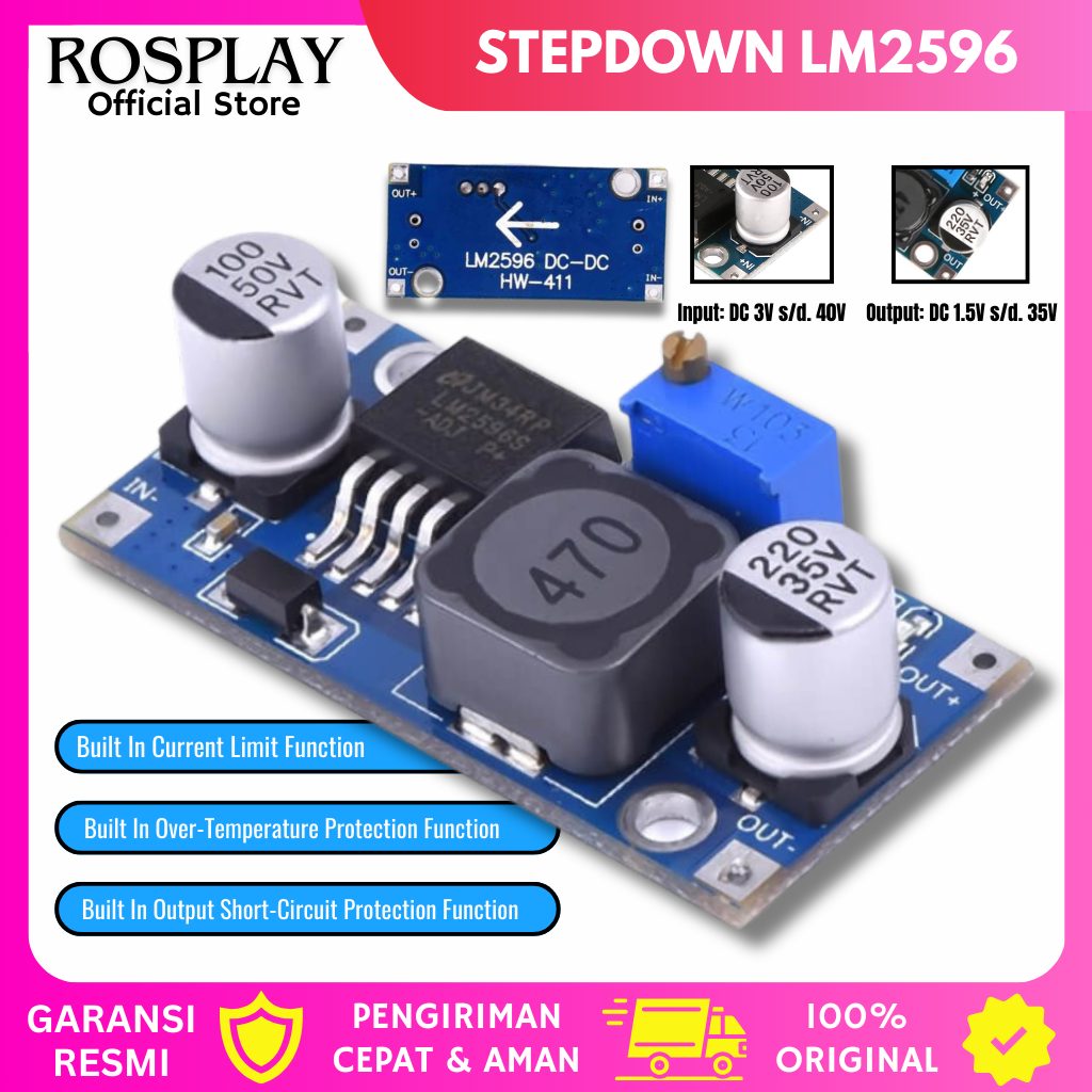 LM2596 Adjustable DC-DC Step Down Module 3A LM2596S Step Down DC to DC ...