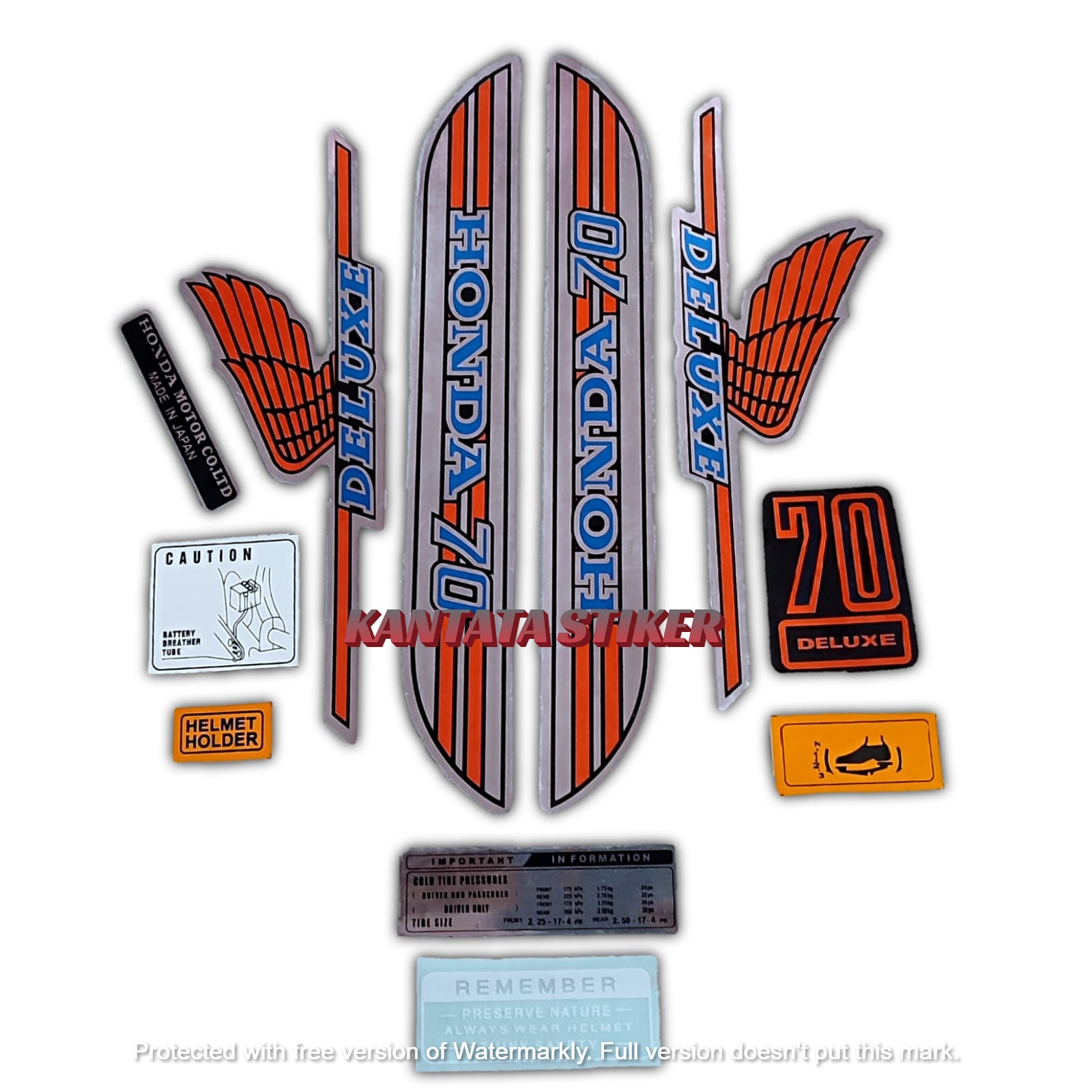 STIKER STRIPING LIS LES BODY MOTOR HONDA C70 ORANGE CLASIC STANDAR FULL ...