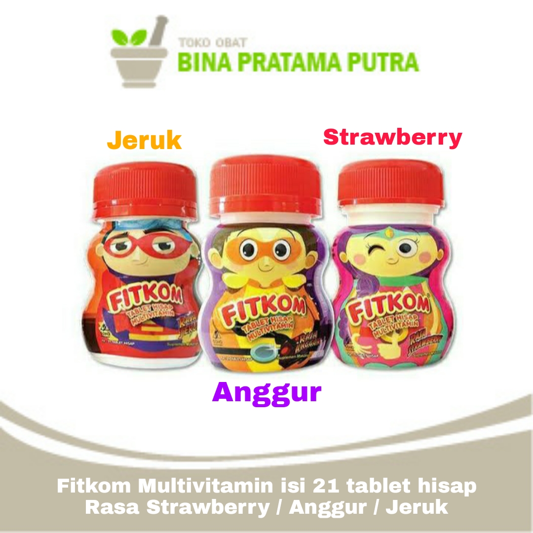 Fitkom Rasa Strawberry Multivitamin isi 21 Tablet Hisap | Lazada Indonesia