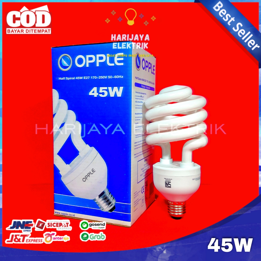 OPPLE LAMPU LED CFL 45 WATT PL2U 2US E27 BOHLAM SPIRAL SNI DAYLIGHT | Lazada Indonesia